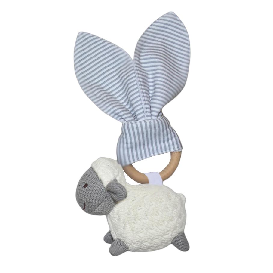 Sheep Wooden Teether and Rattle : My Baby Gifts